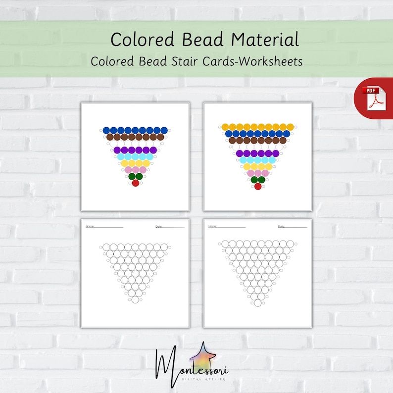 Montessori Colored Bead Material-printable Colored Bead Stair-short ...