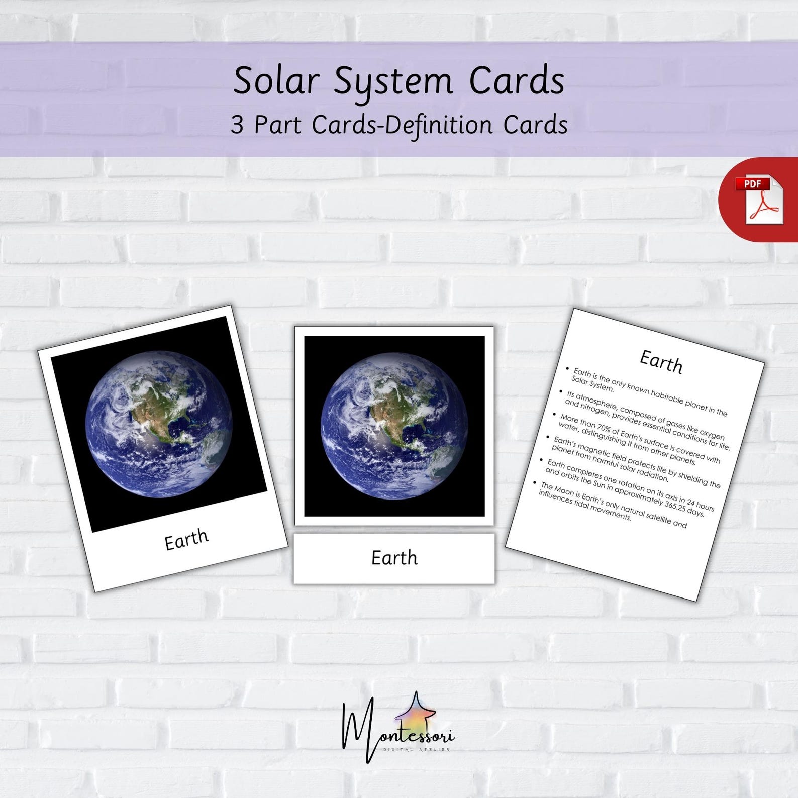 Montessori Solar System 3-part Cards-printable Solar System Cards ...