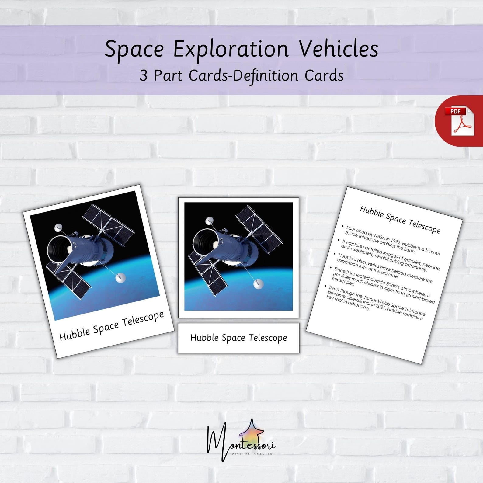 Printable Space Themed Flashcards-montessori Printable Space ...