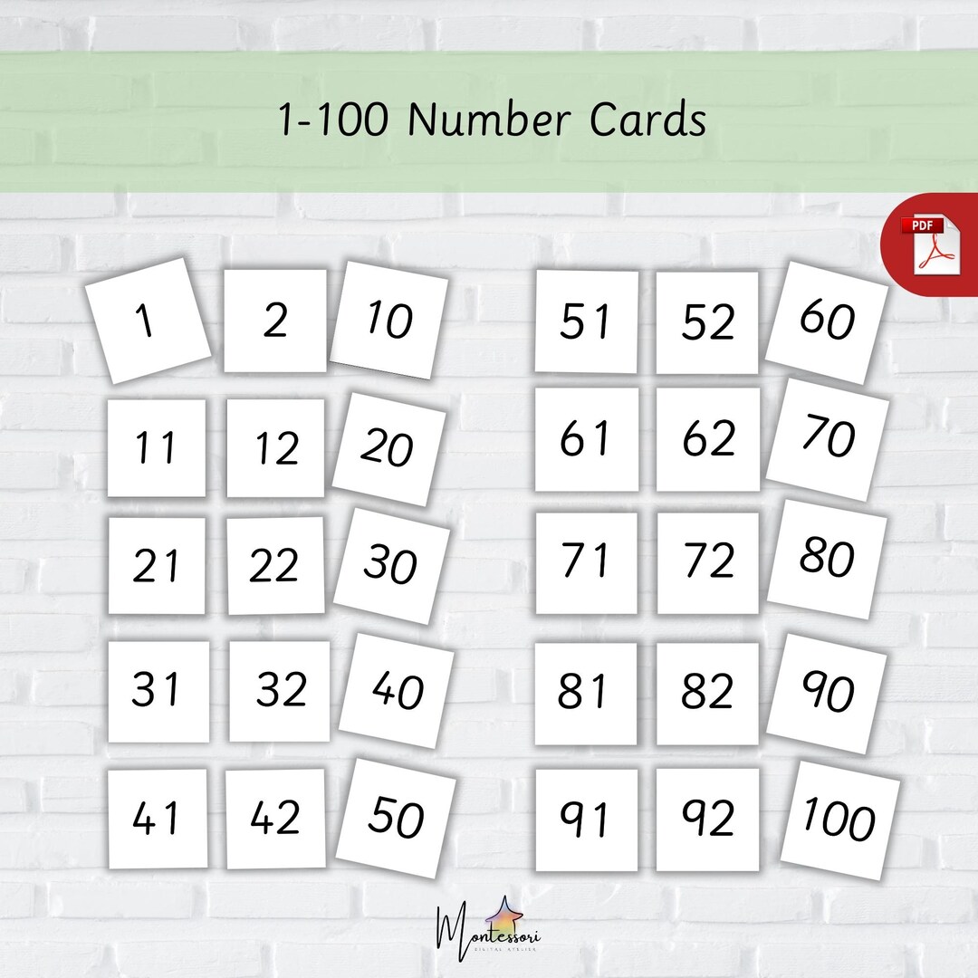 1-100 Number Cards-numbers 1 to 100 Flashcards-counting Cards ...