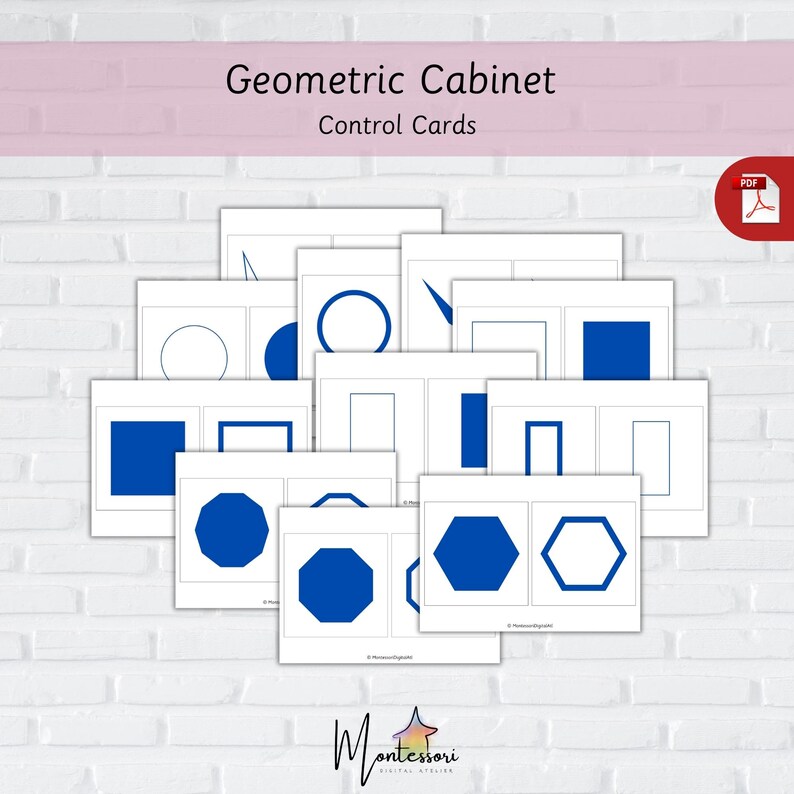 Montessori Geometric Cabinet Control Cards-montessori Geometric Surface ...