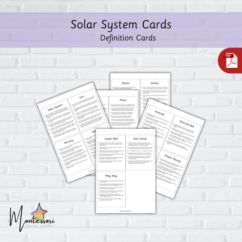 Montessori Solar System 3-part Cards-printable Solar System Cards ...