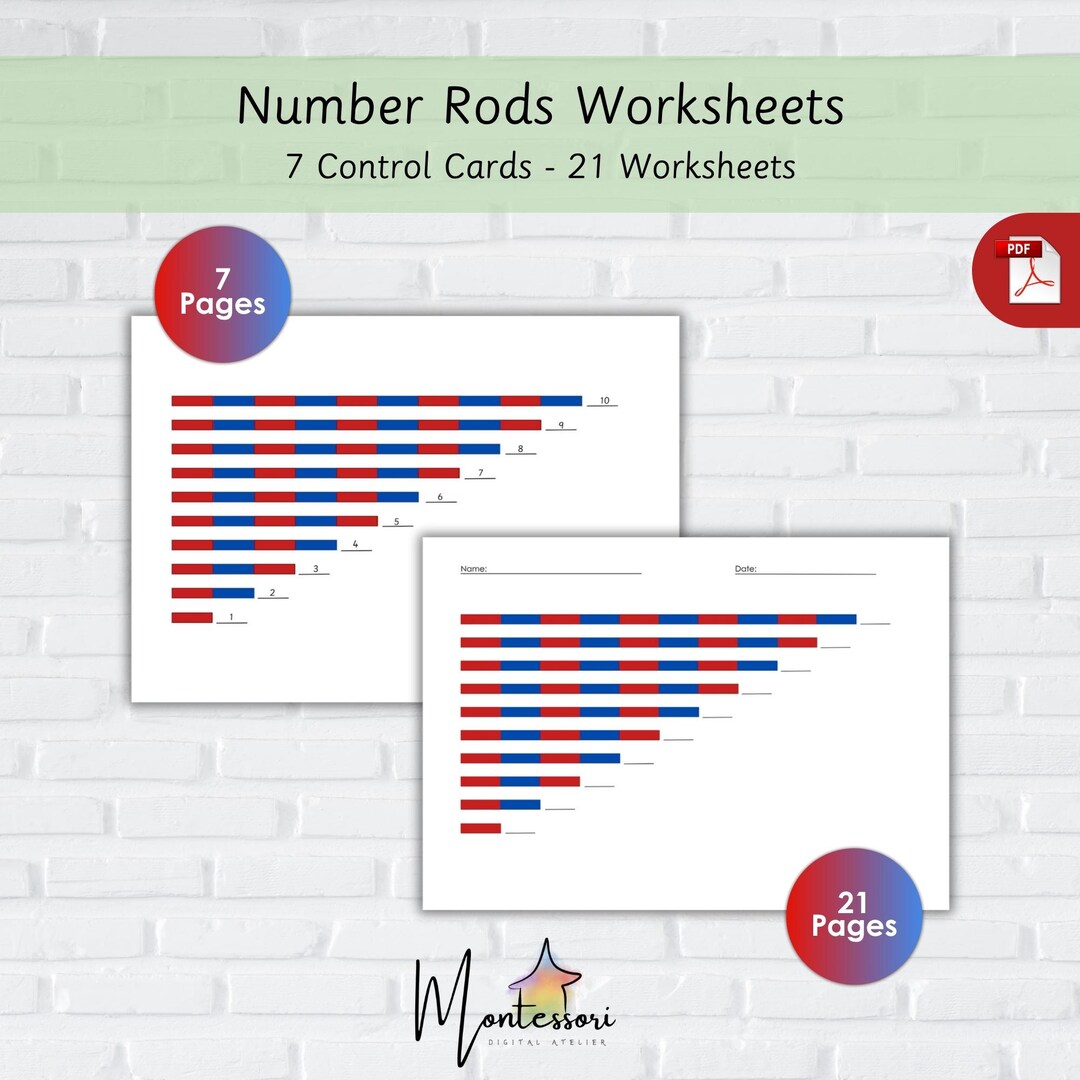 NUMBER RODS Worksheets-montessori Number Rods-number Rods Worksheets ...