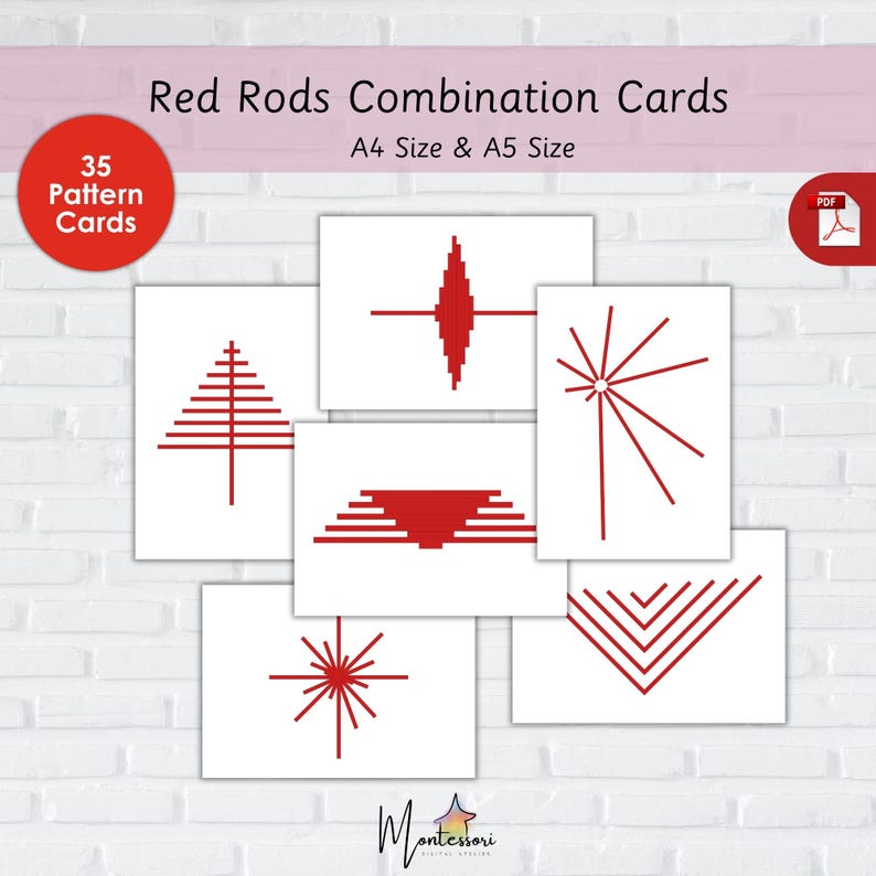 RED RODS Combination Cards- Montessori Red Rods Combination Cards-35 ...