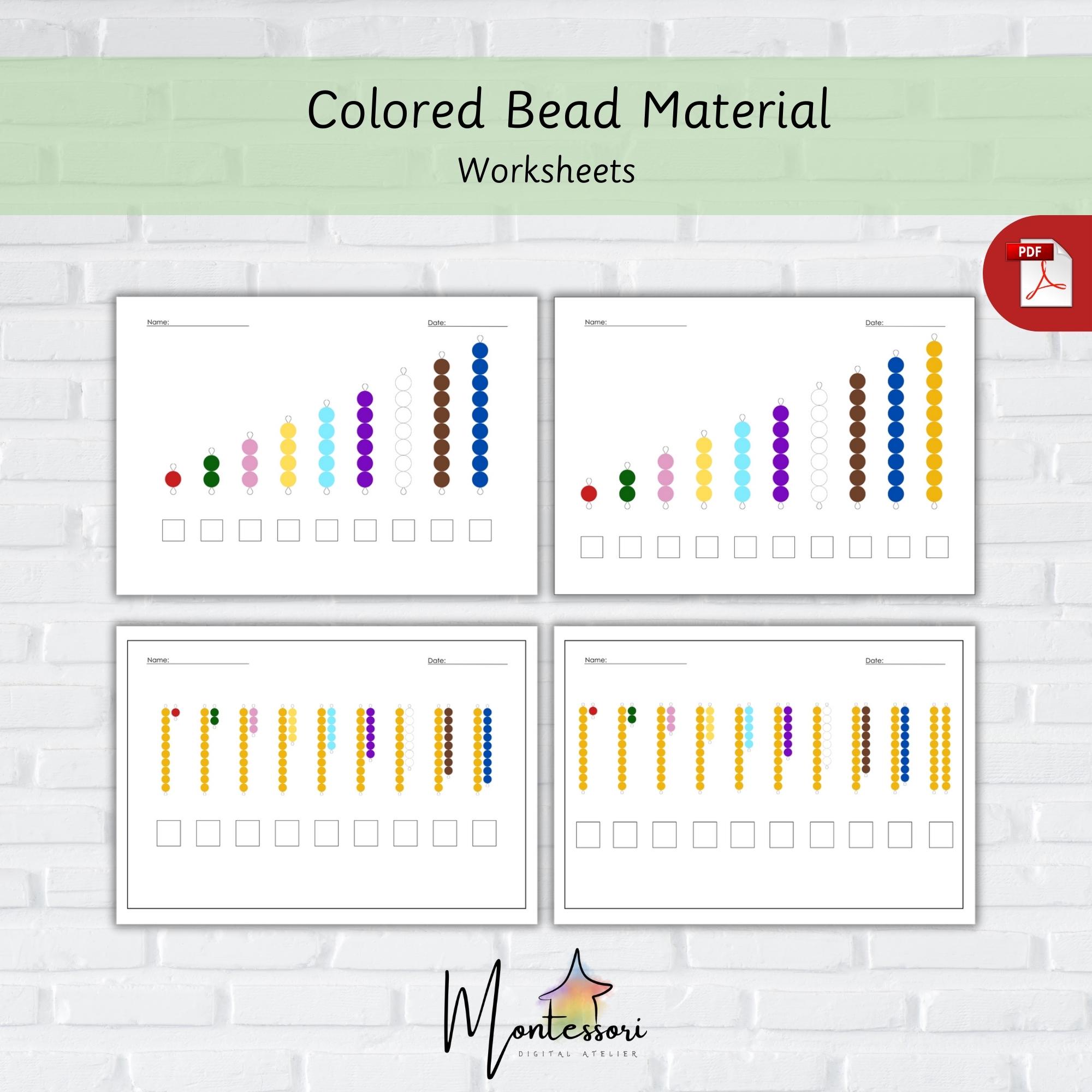 Montessori Colored Bead Material-printable Colored Bead Stair-short ...