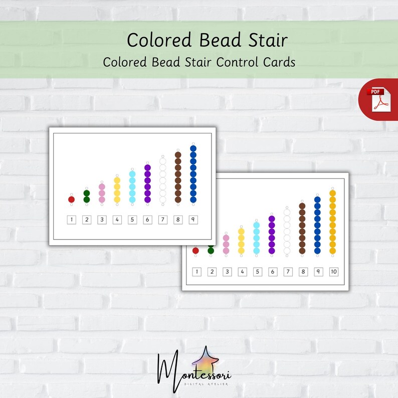 Montessori Colored Bead Stair-printable Colored Bead Stair-short Bead ...