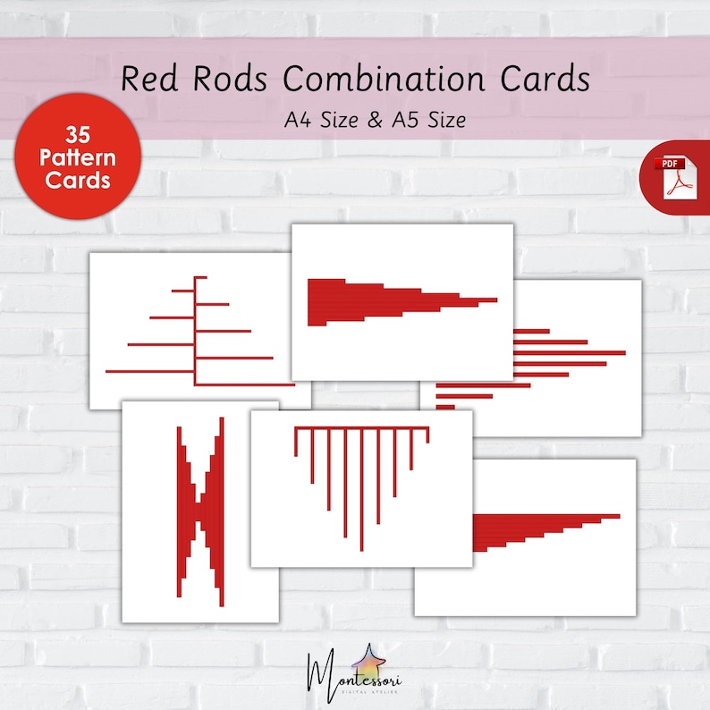 RED RODS Combination Cards- Montessori Red Rods Combination Cards-35 ...