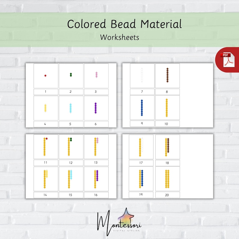 Montessori Colored Bead Material-printable Colored Bead Stair-short ...