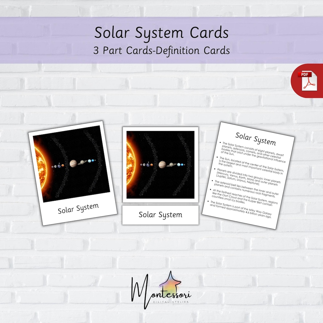 Montessori Solar System 3-part Cards-printable Solar System Cards ...