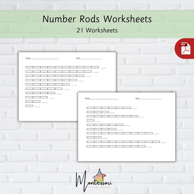 NUMBER RODS Worksheets-montessori Number Rods-number Rods Worksheets ...