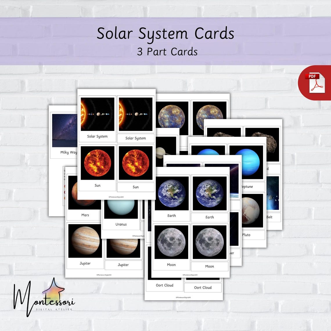 Montessori Solar System 3-part Cards-printable Solar System Cards ...