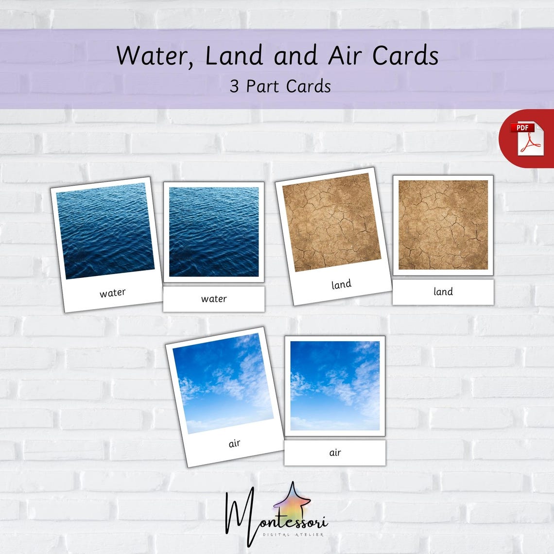 WATER,LAND,AIR Cards-montessori Land,air,water Cards-printable Land Air ...