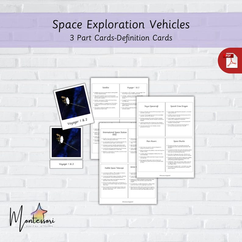 Printable Space Themed Flashcards-montessori Printable Space ...
