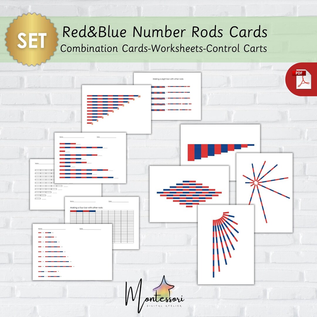 Montessori Red and Blue Number Rods-printable Red and Blue Number Rods ...