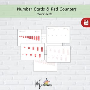 Montessori Number Cards and Red Counters-printable Numbers and Counters ...