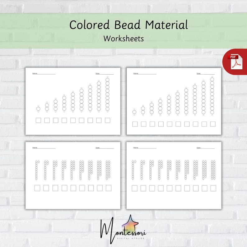 Montessori Colored Bead Material-printable Colored Bead Stair-short ...