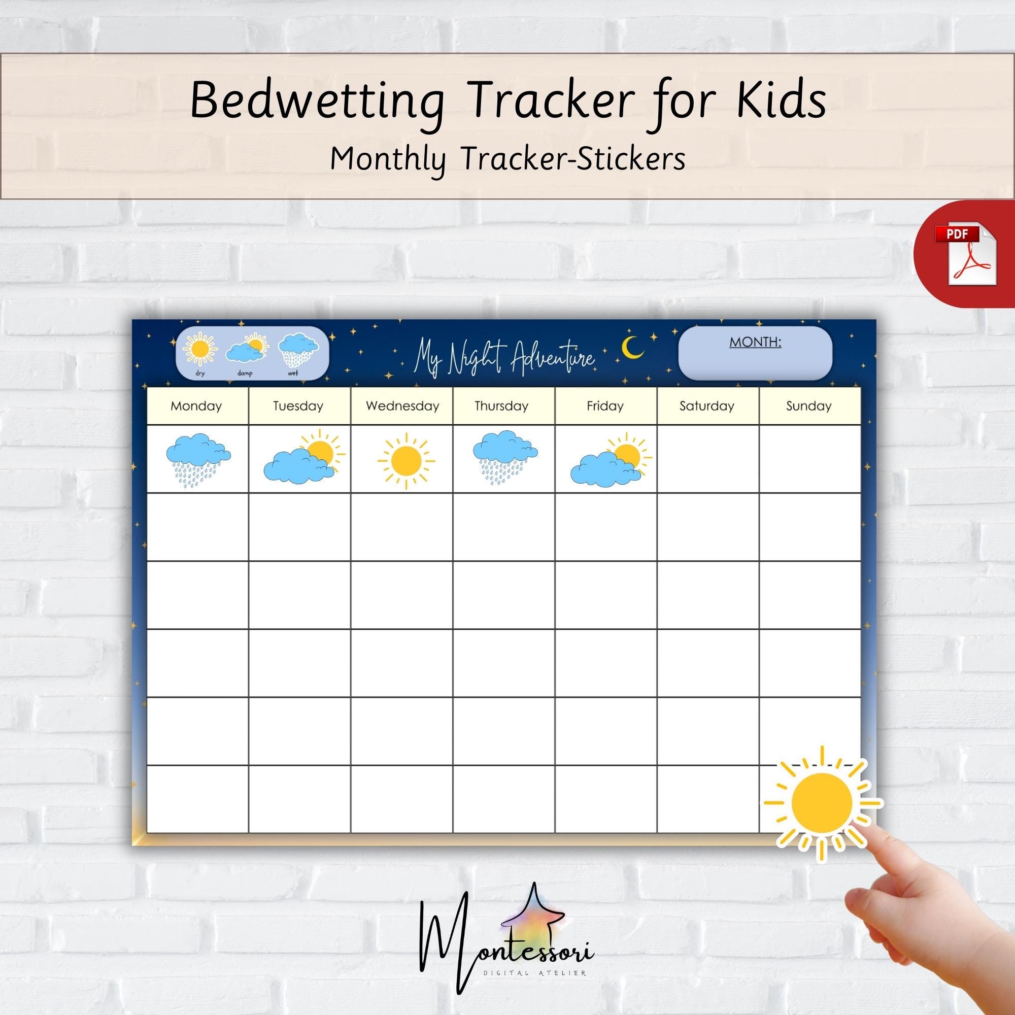 Bedwetting Tracker-bedwetting Chart-printable Dry Night Chart-printable ...