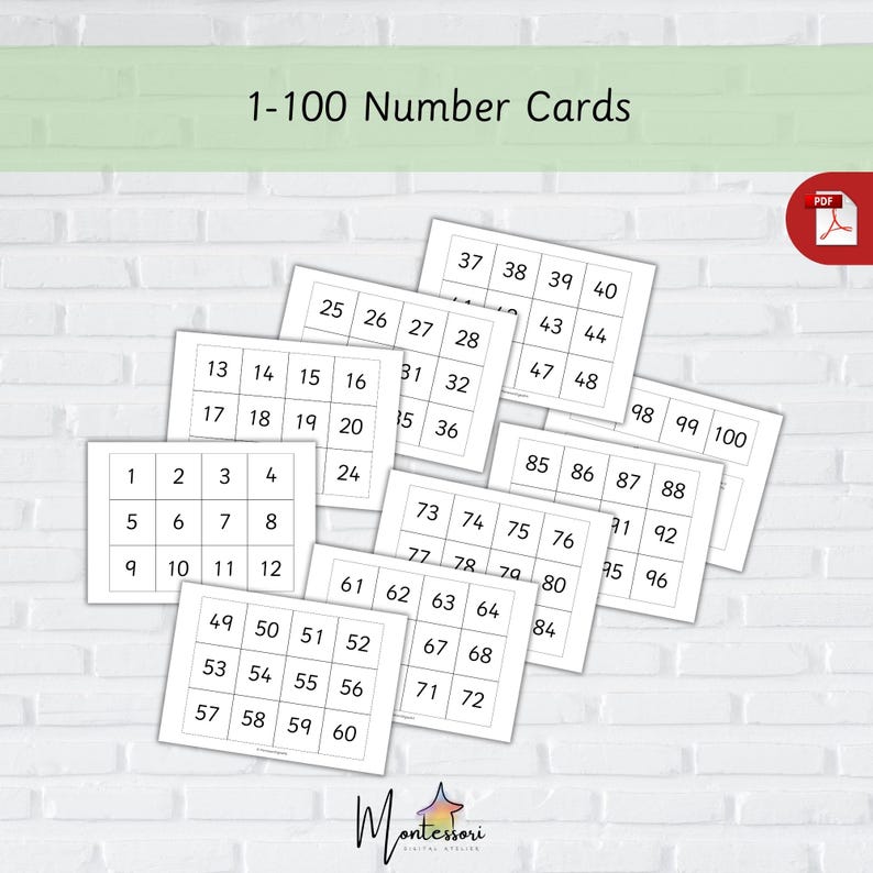 1-100 Number Cards-numbers 1 to 100 Flashcards-counting Cards ...