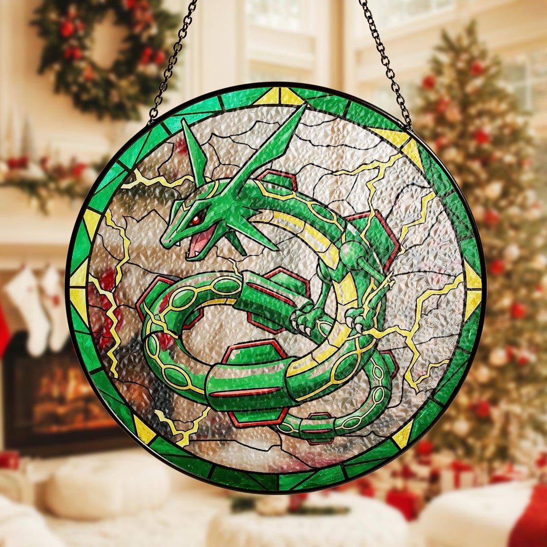 Rayquaza Handcraft Pokemon Suncatcher Round Rayquaza Window Hanging ...