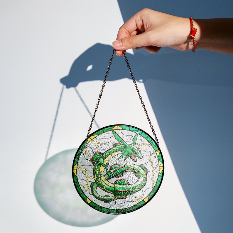 Rayquaza Handcraft Pokemon Suncatcher Round Rayquaza Window Hanging ...