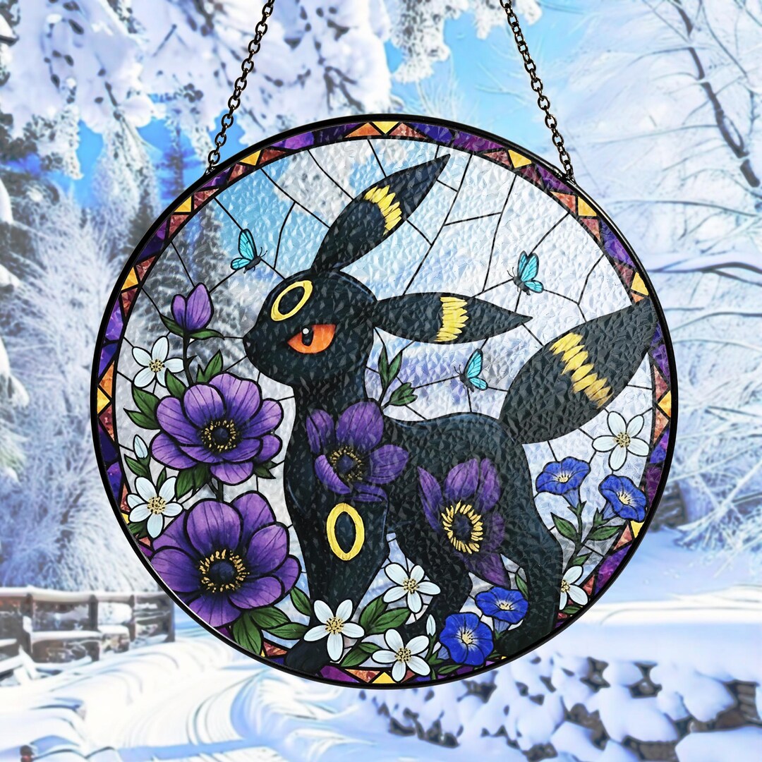 Umbreon Handcrafted Pokemon Glass Suncatcher, Pokemon Window Art ...