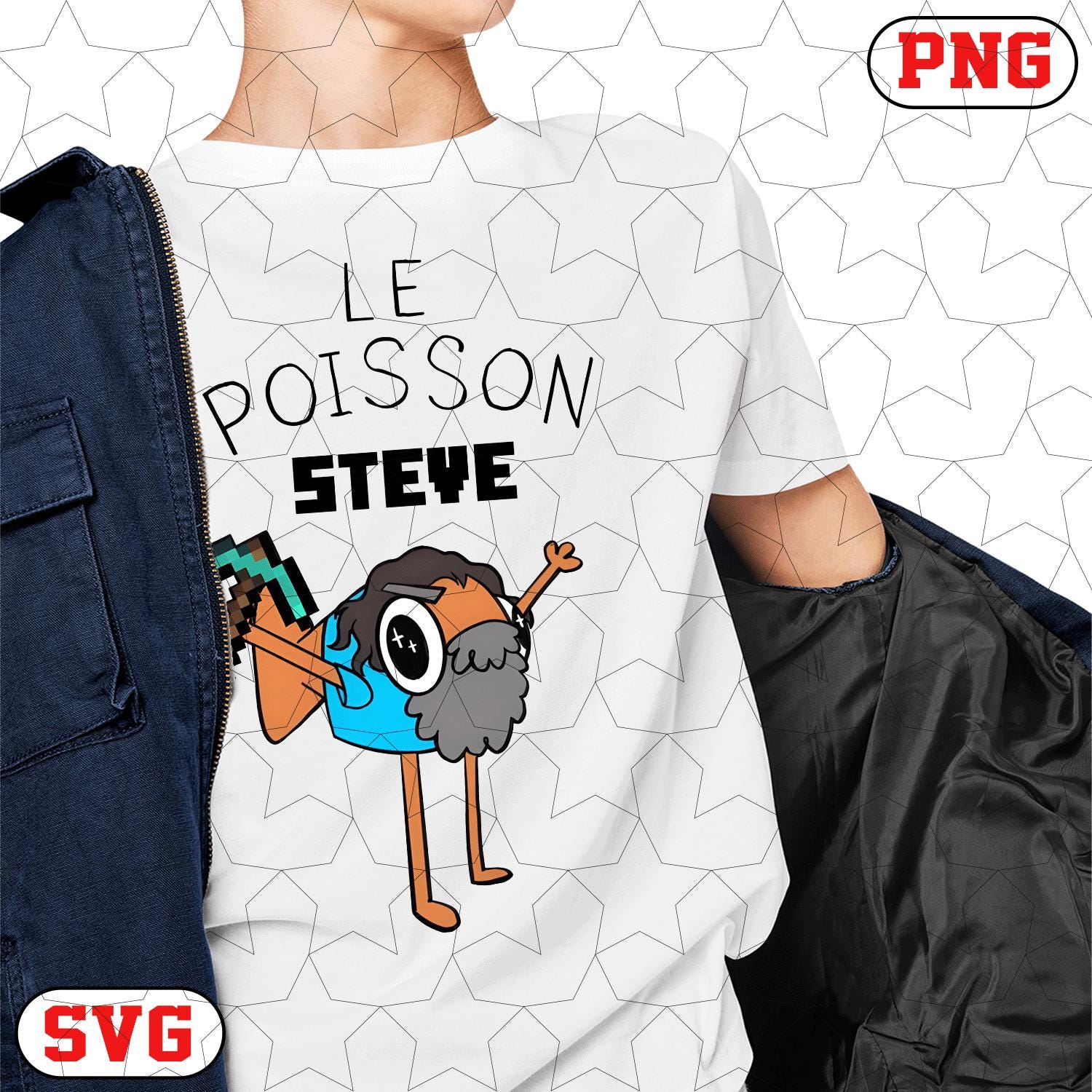 Le Poisson Steve Meme PNG | Funny Fish Character Holding Pickaxe ...