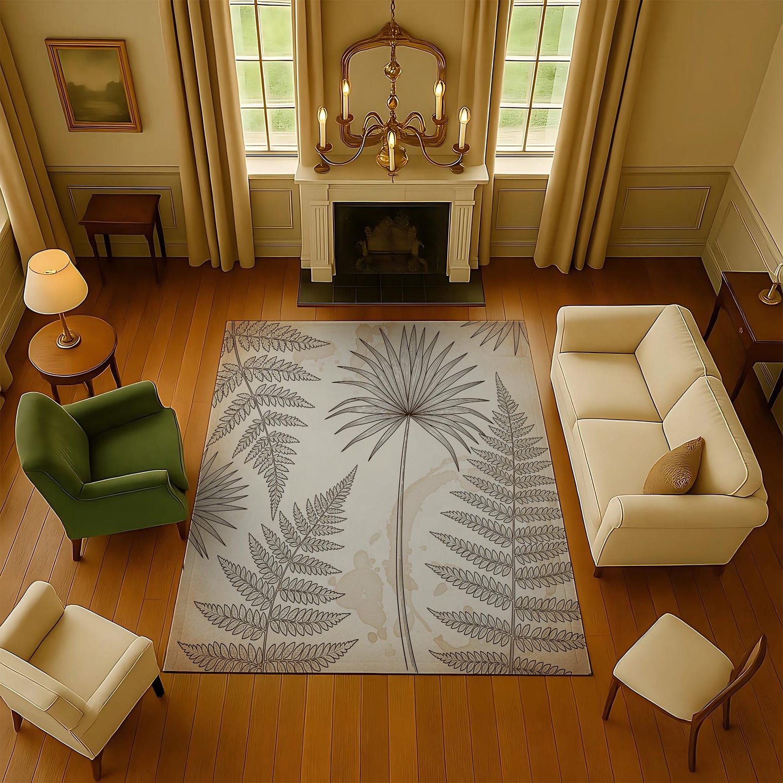 Tropical Leaf Print Rug – Botanical Silhouette Floor Art - Etsy
