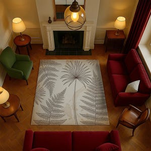 Tropical Leaf Print Rug – Botanical Silhouette Floor Art - Etsy