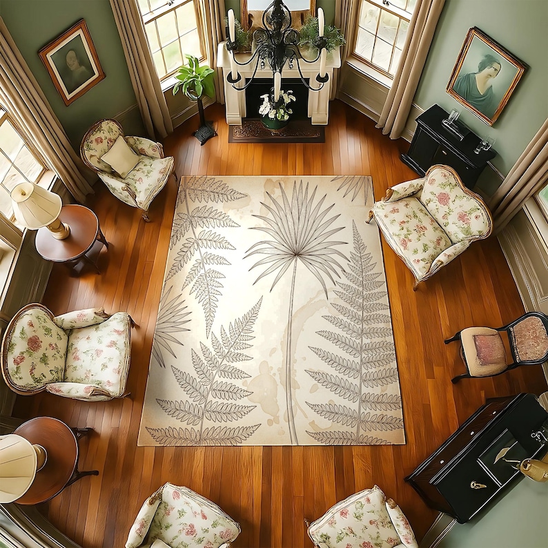 Tropical Leaf Print Rug – Botanical Silhouette Floor Art - Etsy