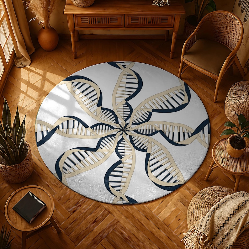 Genetic Bloom Rug – DNA Spiral Helix Round Carpet - Etsy