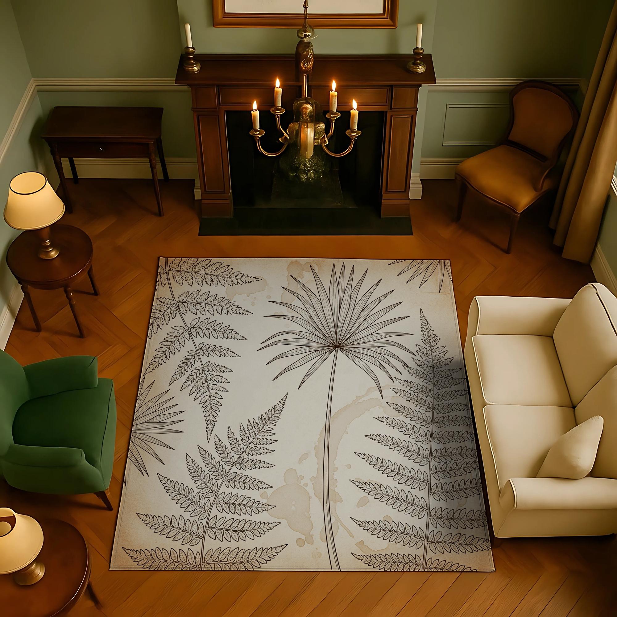 Tropical Leaf Print Rug – Botanical Silhouette Floor Art - Etsy
