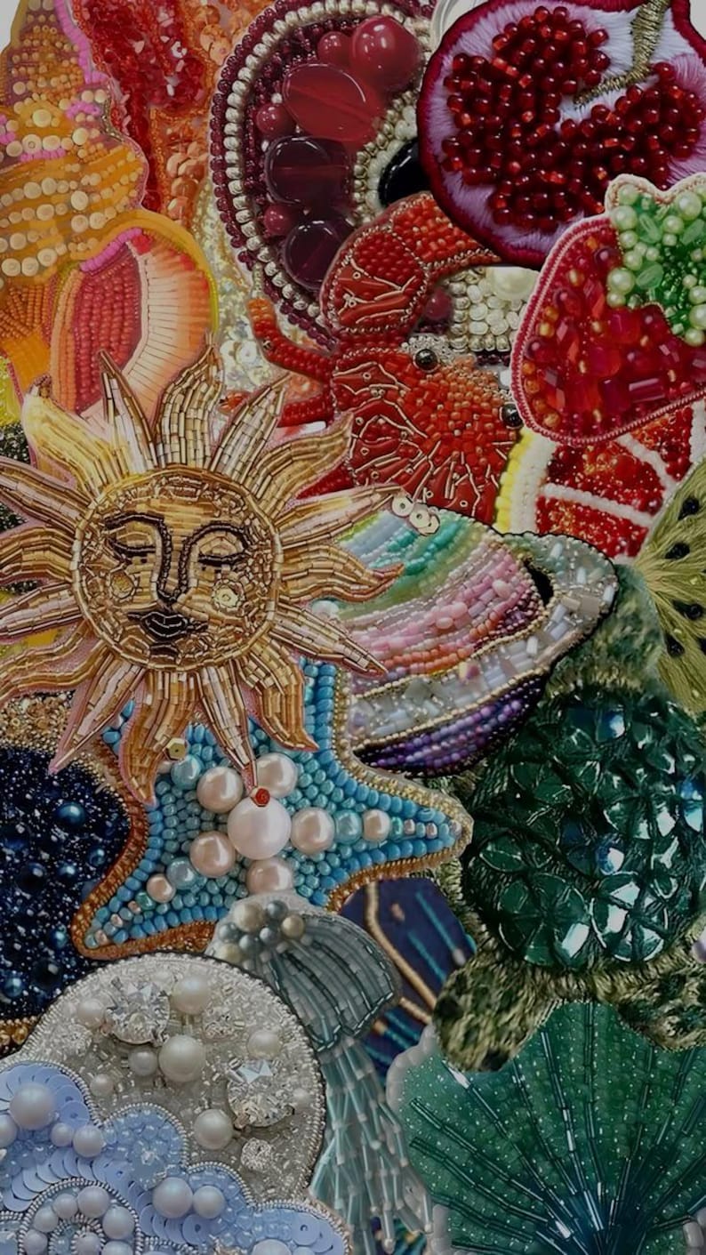 Beaded Art Work, Sun, Fruit, Textured - Etsy
