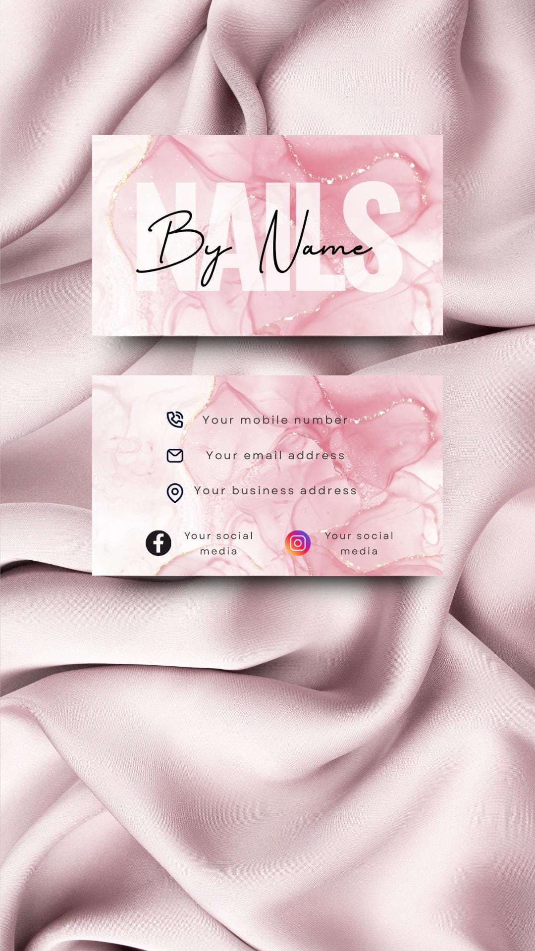 Personalised Nail Tech Digital Print Business Card Design, Pink and ...