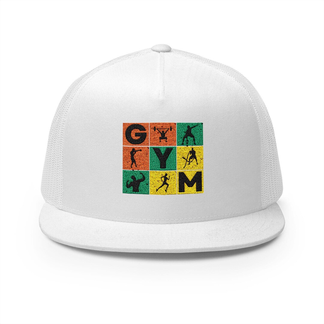 Gym Inspired 5 Panel Trucker Cap, Mens Fitness Hat, Workout Accessory ...