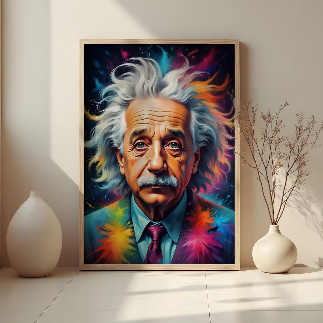 Albert Einstein, Einstein, Abstract Wall Art, Portrait Art, Vibrant Colorful Artwork, Home Decor ...