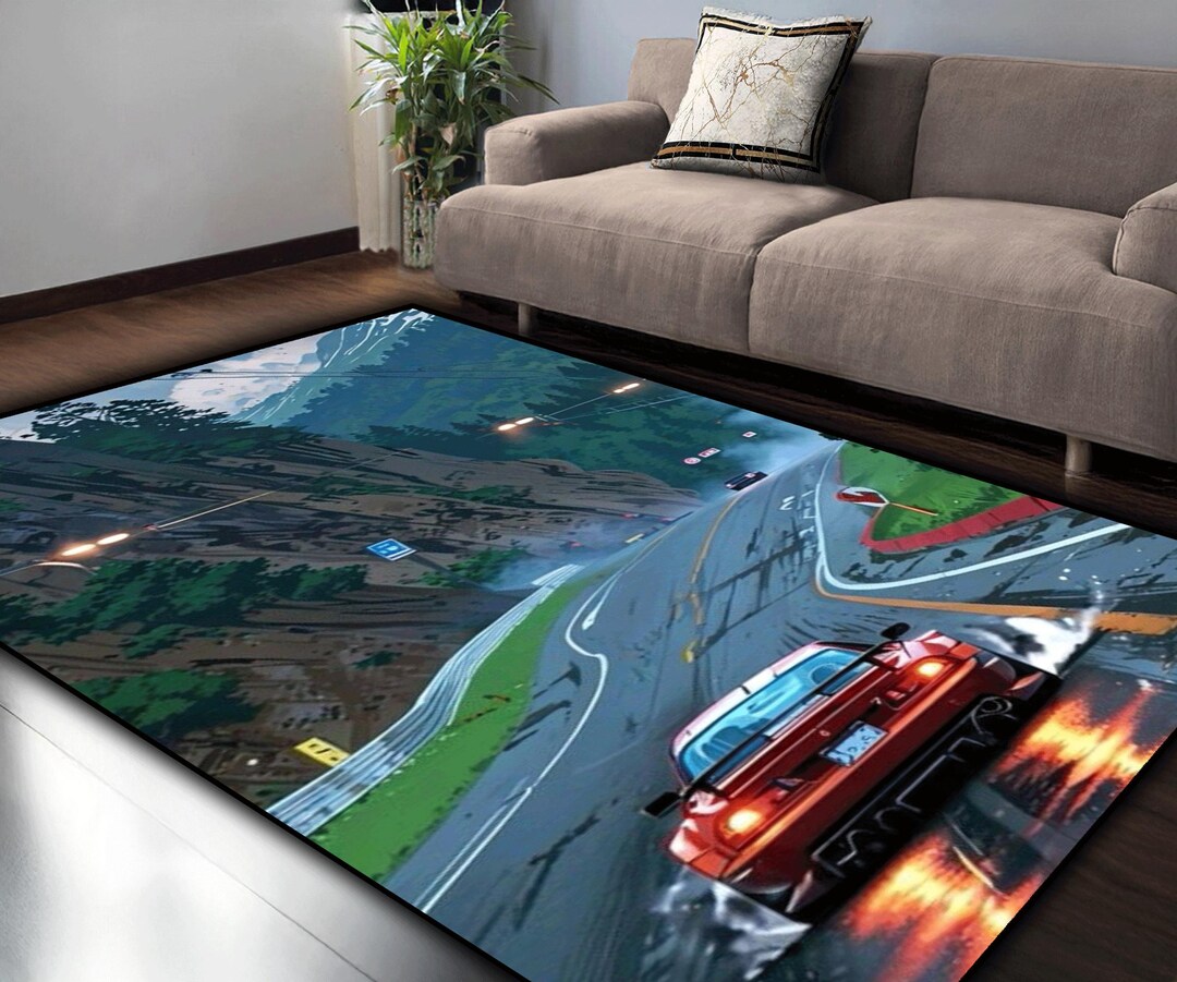 JDM Drift Car Rug, Racing Car Rug, Man Cave Rug, Drift Car Decor ...