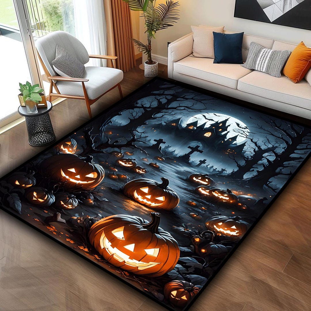 Halloween Rug - Pumpkin Rug - Haunted Mansion Rug - Spooky Halloween ...