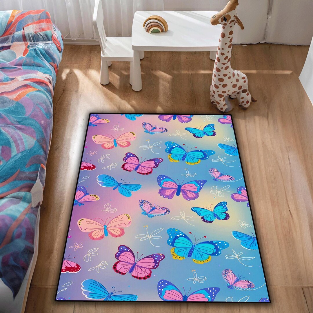 Butterfly Rug ,butterfly Themed Rug ,kids Room Rug , Kids Rug , Kids ...