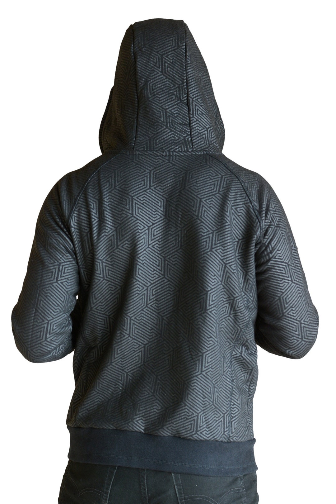 Geometric Print Hoodie: Cyberpunk Streetwear Jacket - Etsy