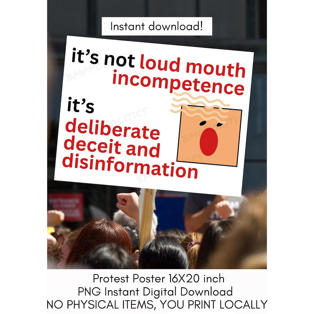 No Kings Anti-trump Protest Poster: Lies Disinformation Big Mouth ...