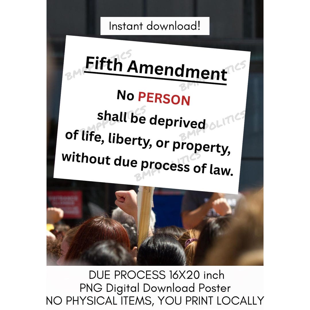 Due Process Fifth Amendment Instant Download Poster Printable Anti ...