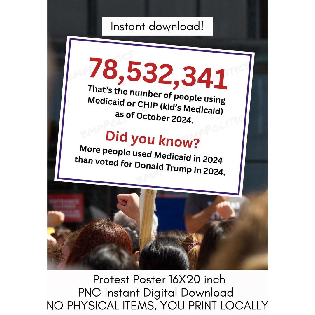 Save Medicaid Protest Poster: Anti-trump Healthcare Design (16x20 PNG ...