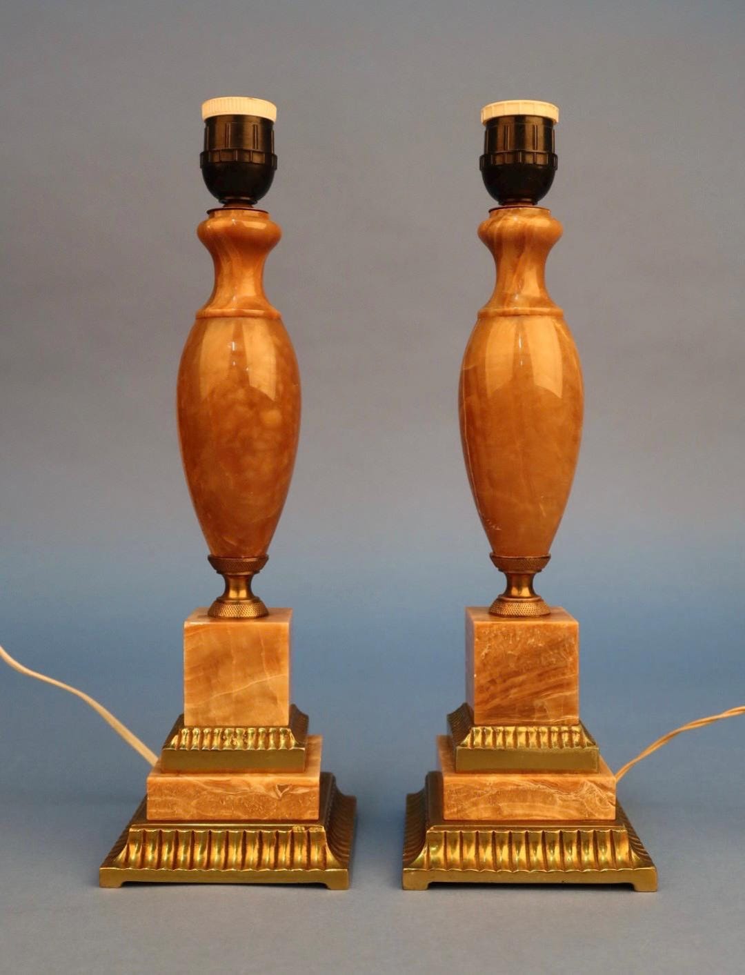 2-piece Set of Vintage Onyx Lamp Bases - Brown Onyx and Copper - Etsy