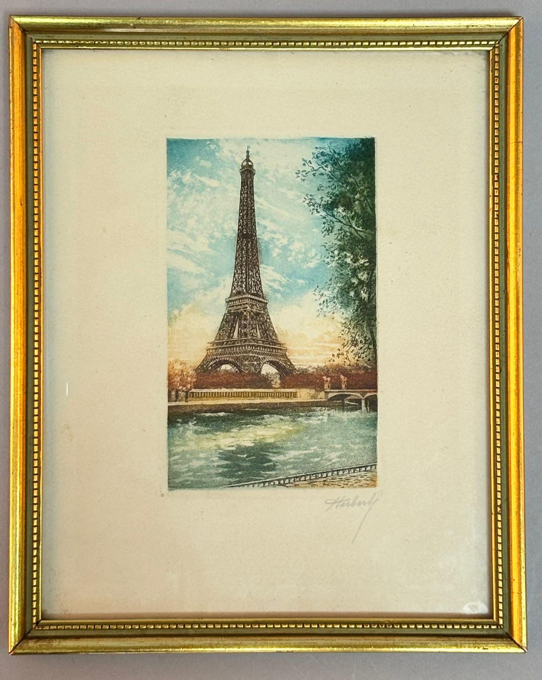 Vintage Etching of the Eiffel Tower - Herberts - Etsy