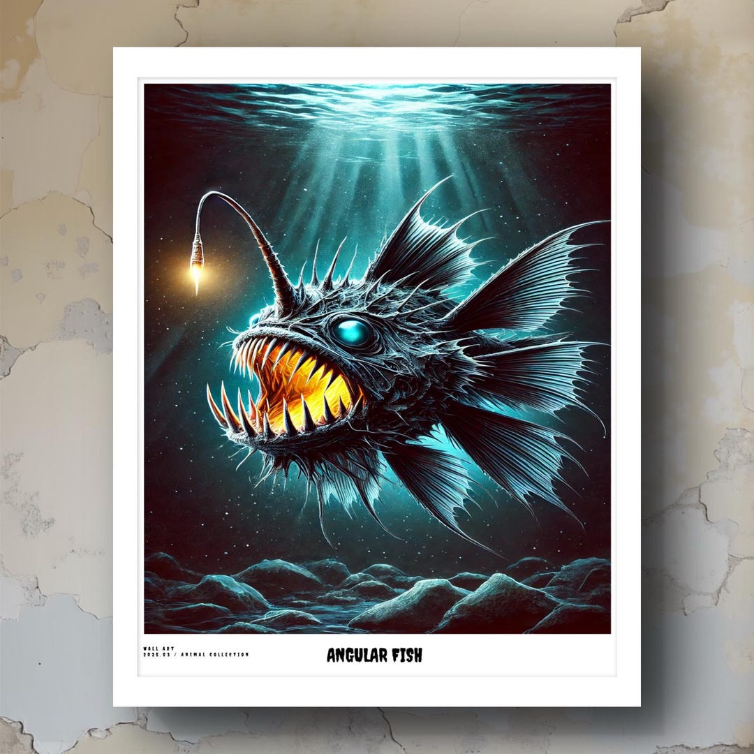 Angular Fish Print, Deepwater Terror, TV Loan Wall Art, Preppy Wall Art ...