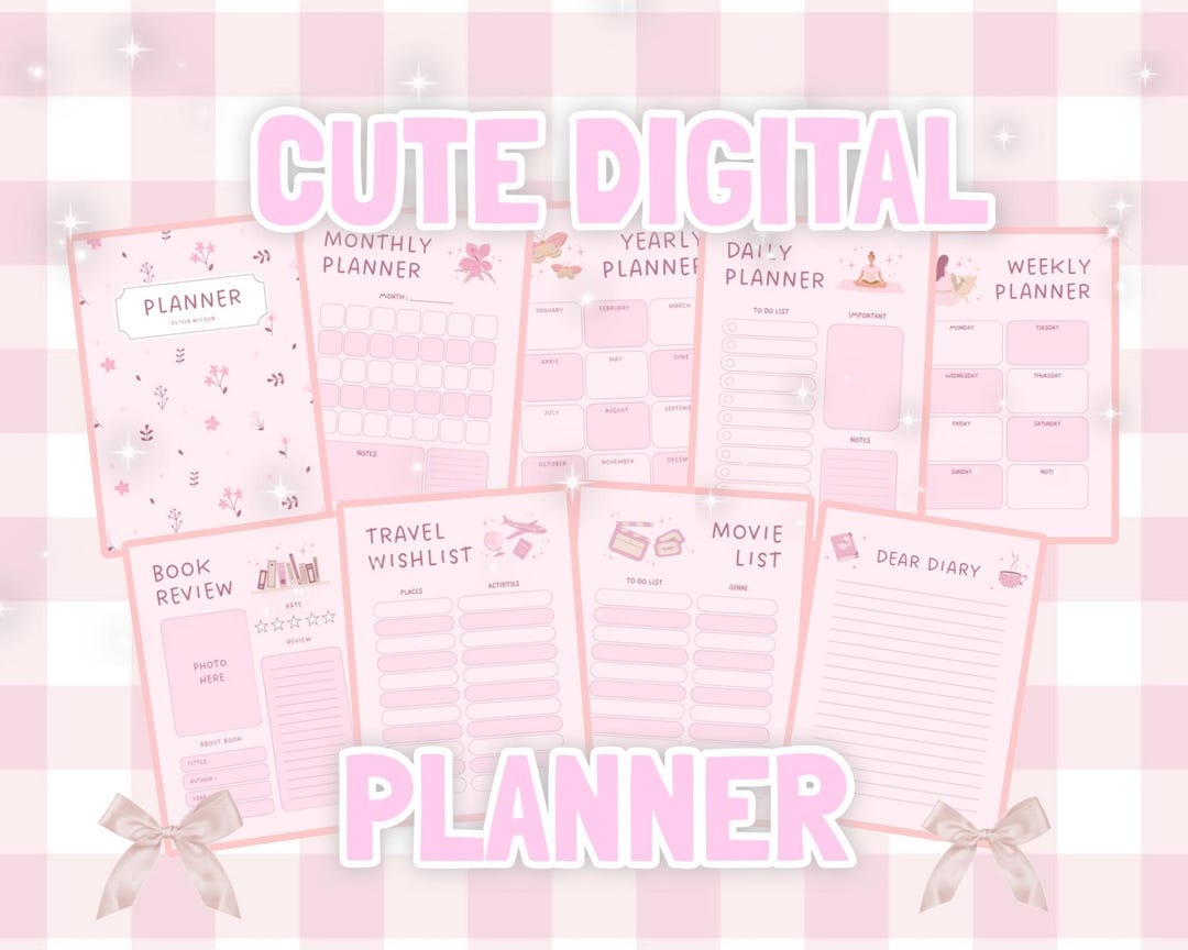 Cute Pink Digital Planner, Editable Pink Daily Planner, Cutesy To-do ...