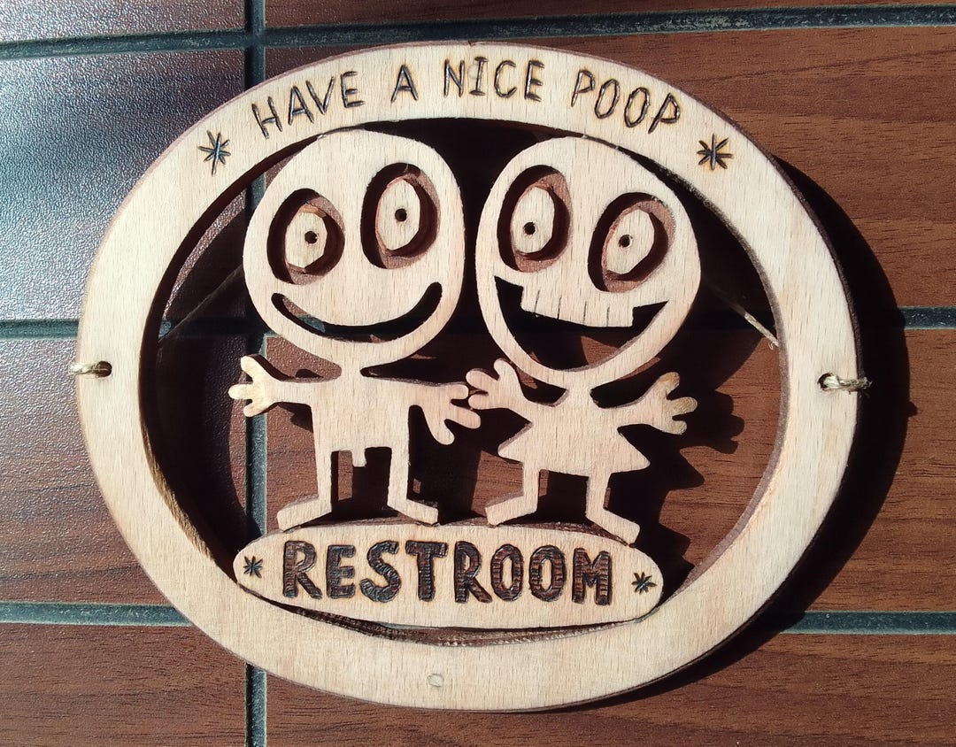 Restroom Door Sign, Wooden Toilet Sign, Male Female Bathroom Figurines ...