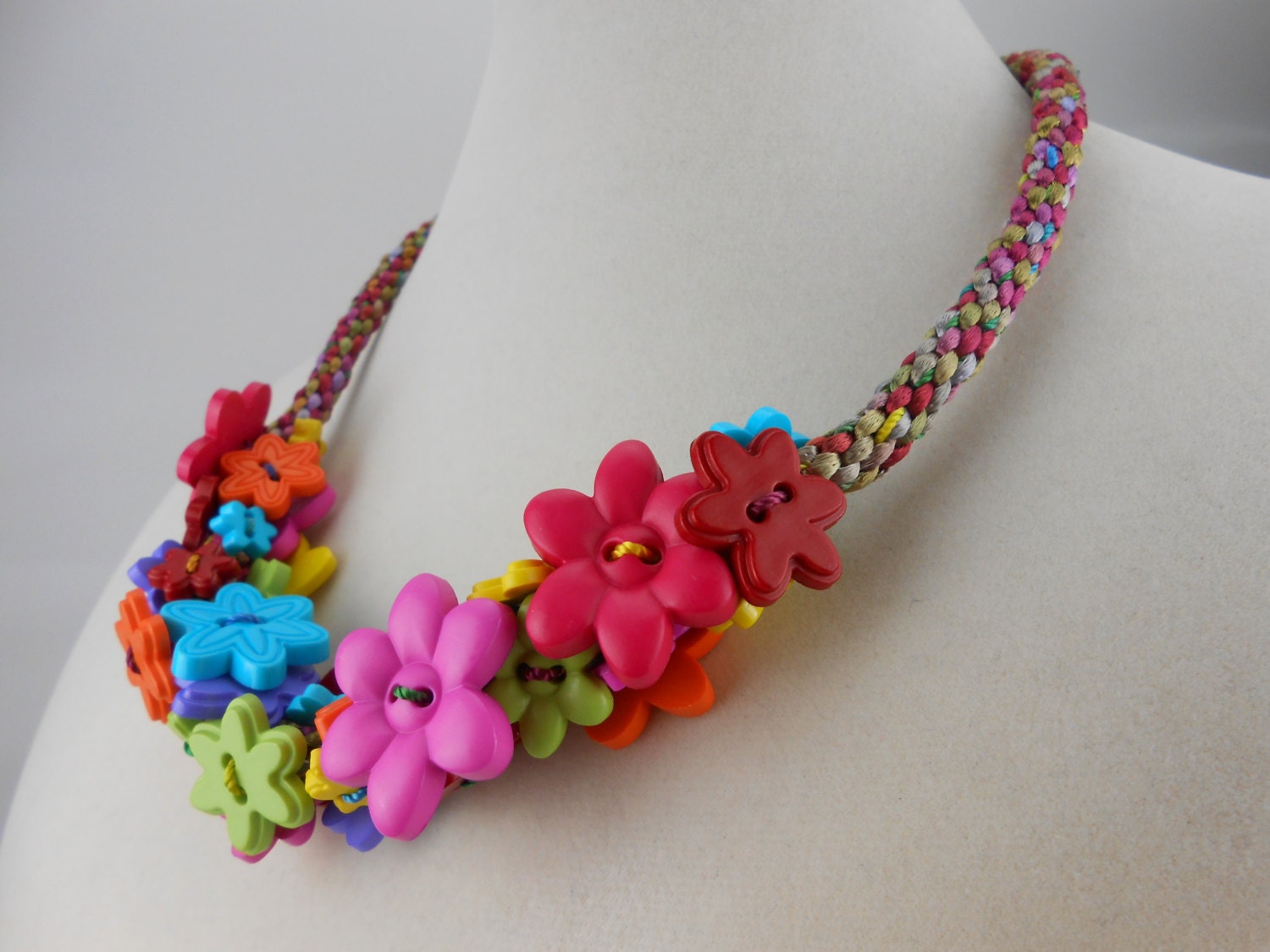 Summer Buttons Kumihimo Necklace - Etsy