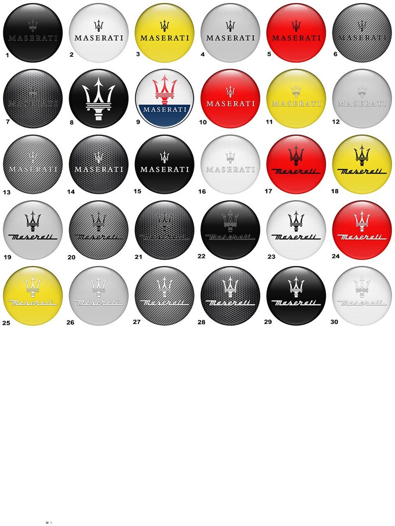 Maserati Center Cap Stickers Domed Decal Hub Badges 3M Wheel Emblem ...