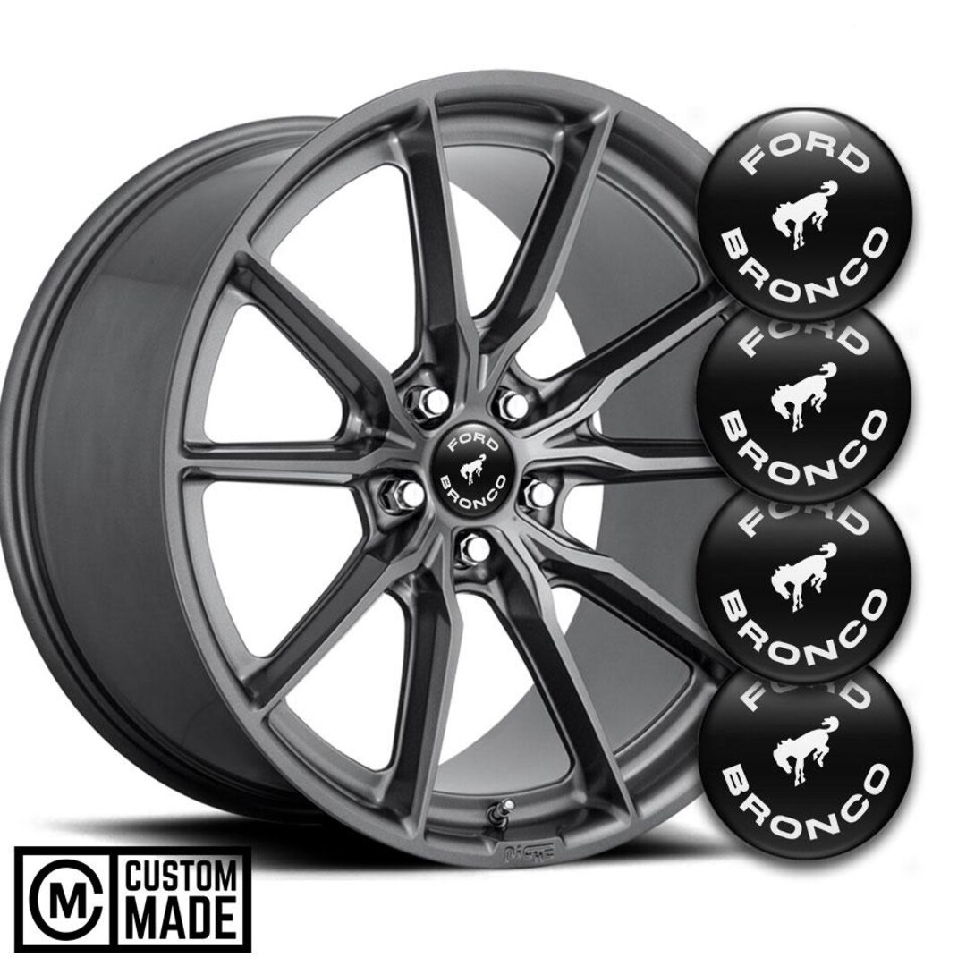 Bronco Wheel Center Domed Decals Hub Set 4 Pcs Caps Emblem Custom ...